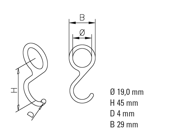S-Krog, Ø 19,0 mm Messing look model : 822